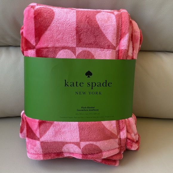 kate spade | Bedding | Kate Spade Colorblock Pink And Red Blanket ...